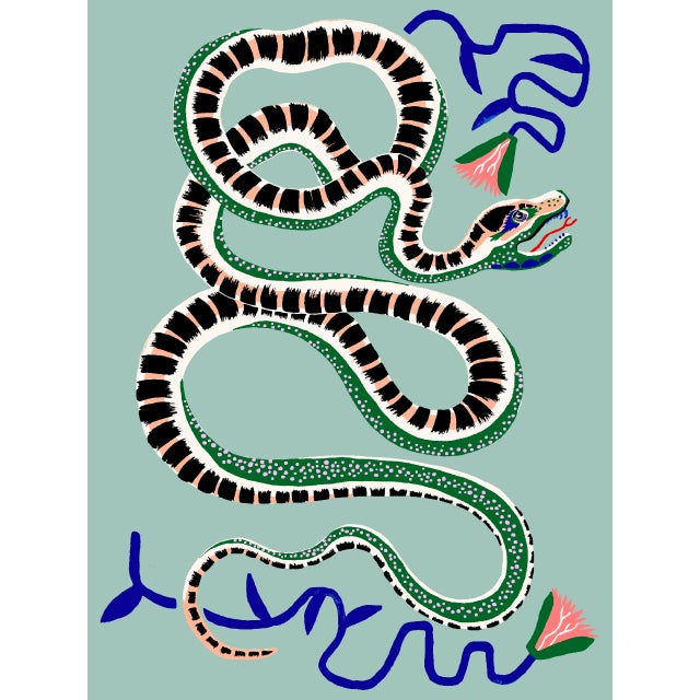 "Philosopher Snake in Dusty Blue" Contemporary Giclee Print by Sarah ...