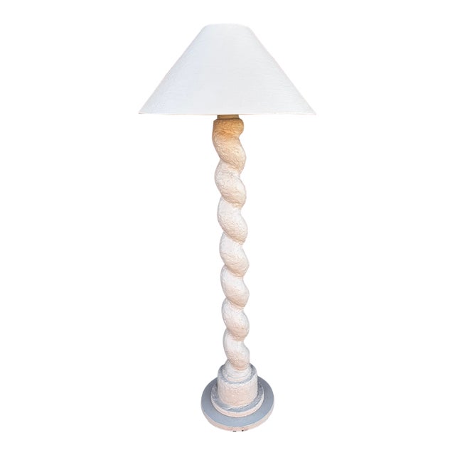 Post Modern Michael Taylor Style Plaster Spiral Floor Lamp W/Shade ...