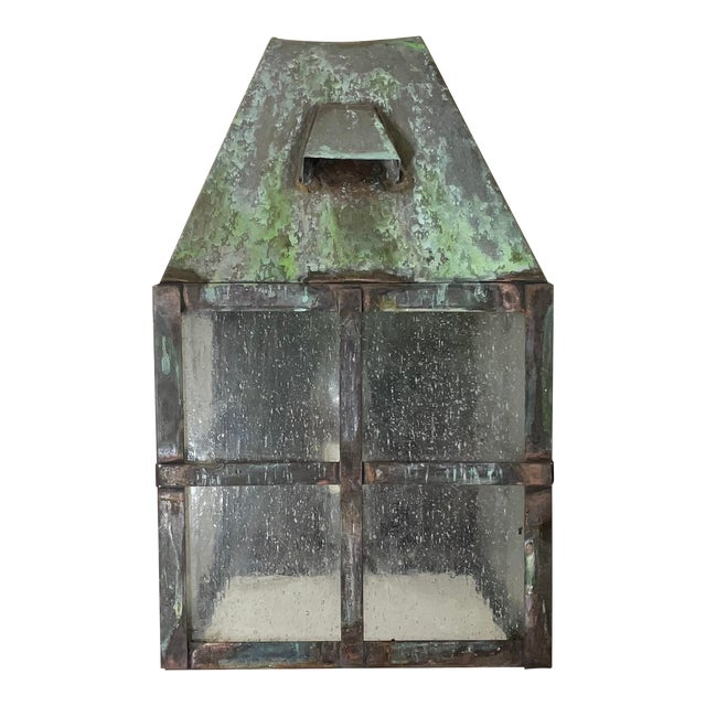Single Wall Hanging Solid Brass Lantern | Chairish