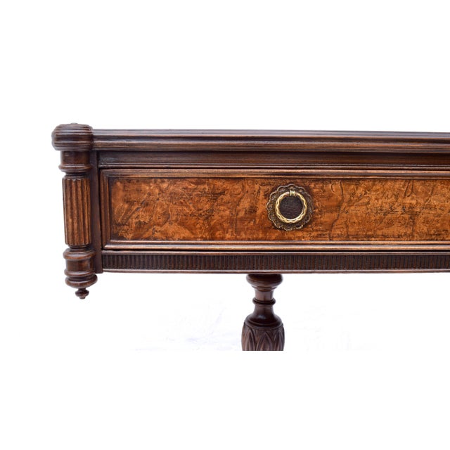 English Regency Style Burl- Wood Library Console Table | Chairish