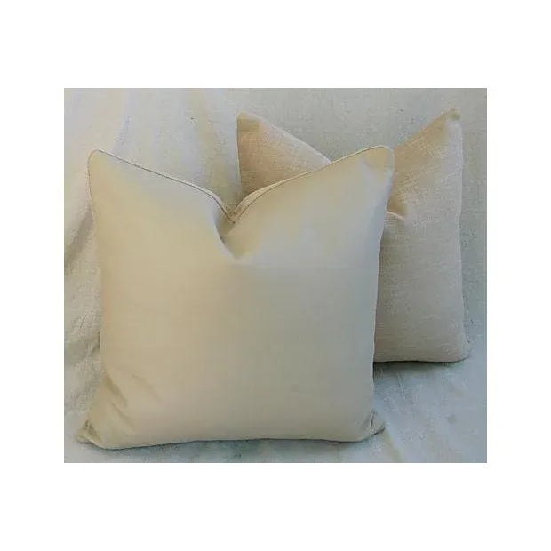 Premium Tanned Italian Leather/Linen Pillows 20" Square - Pair | Chairish
