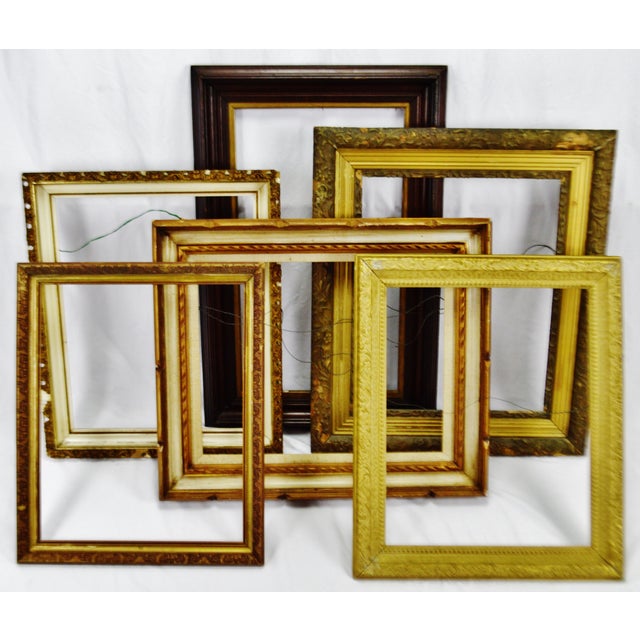 Vintage Medium Sized Wood Picture Frames - Group of 6 | Chairish