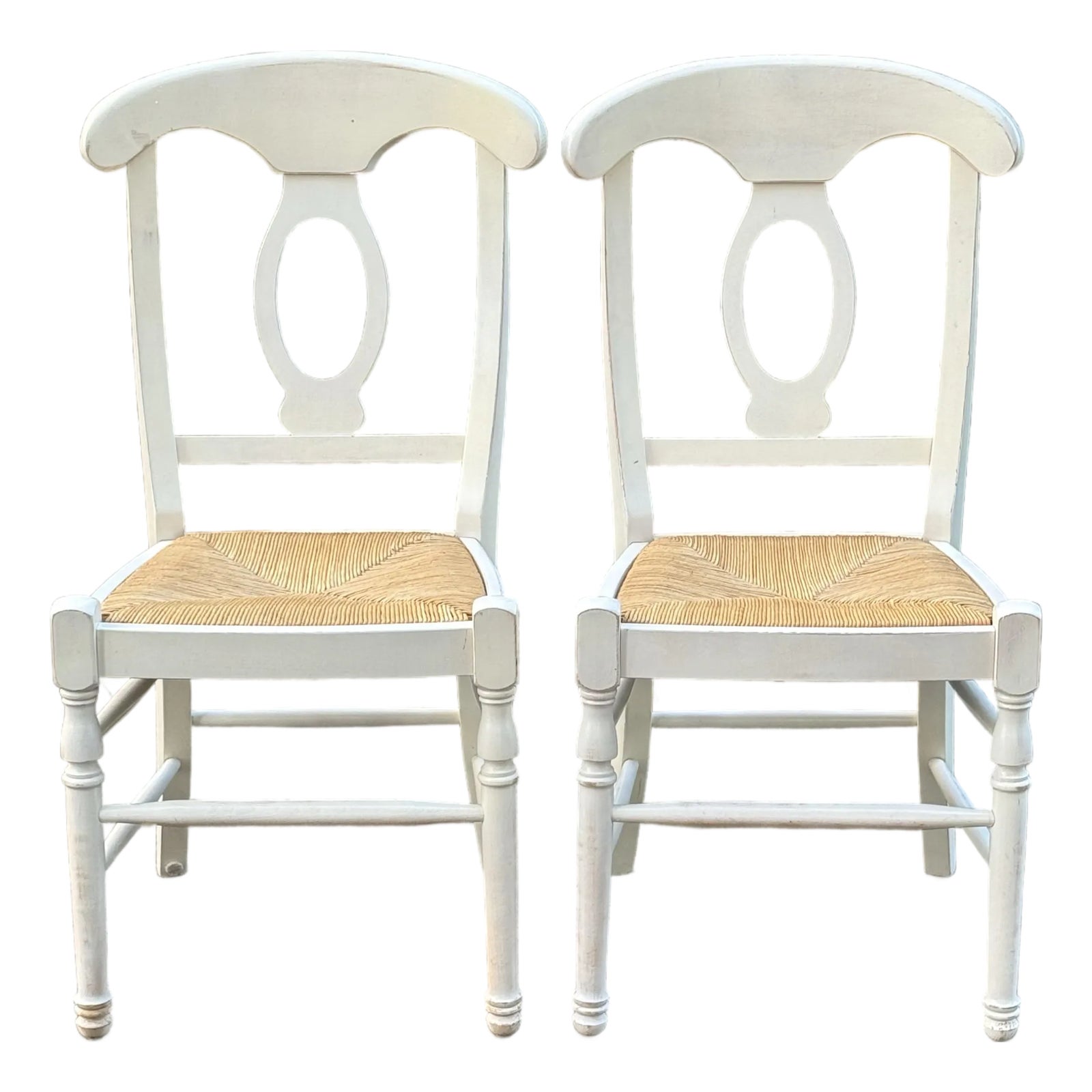 Pair of Farmhouse Painted Napoleon Chairs - Made in Italy | Chairish
