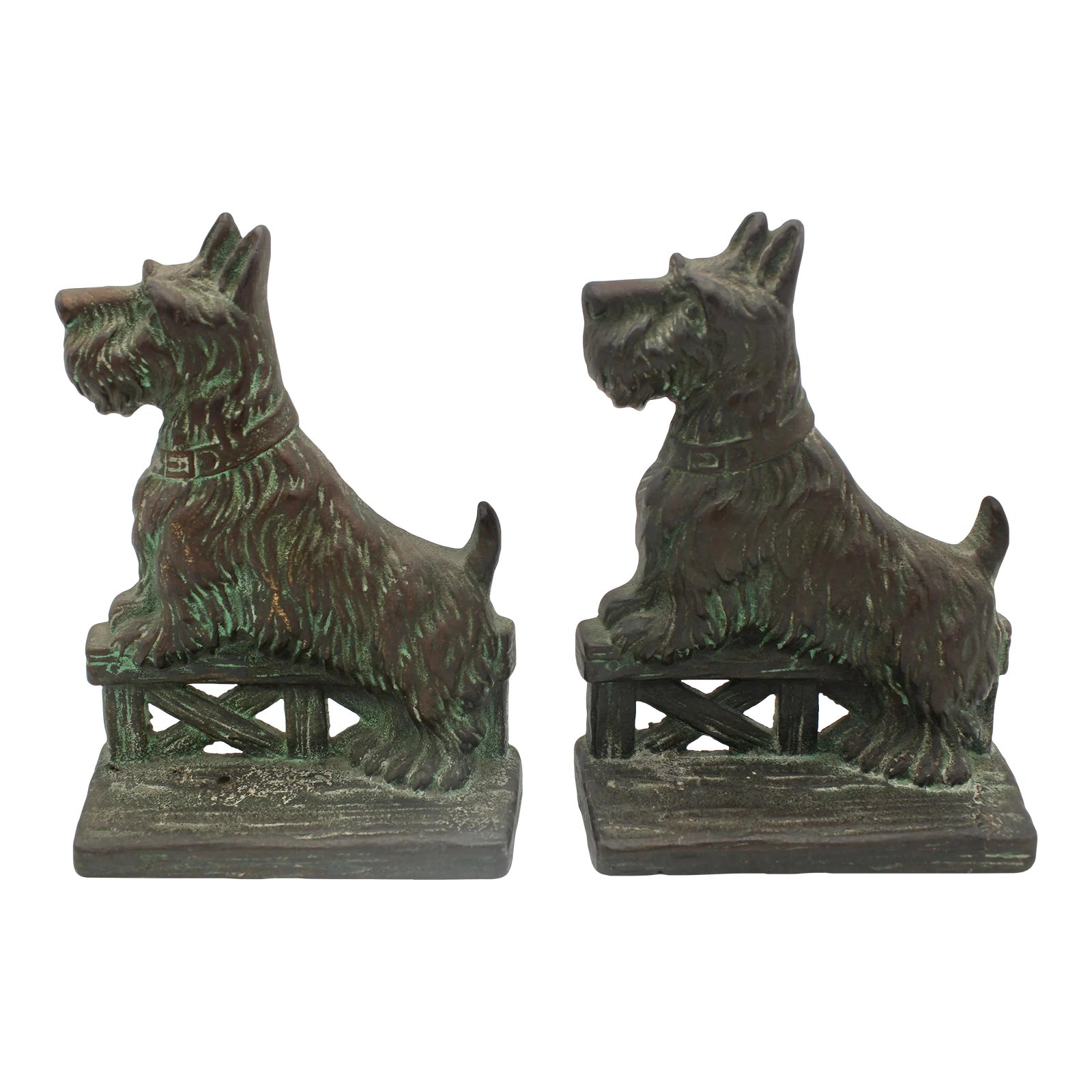 Vintage English Traditional Brass Scottie Dog Bookends | Chairish