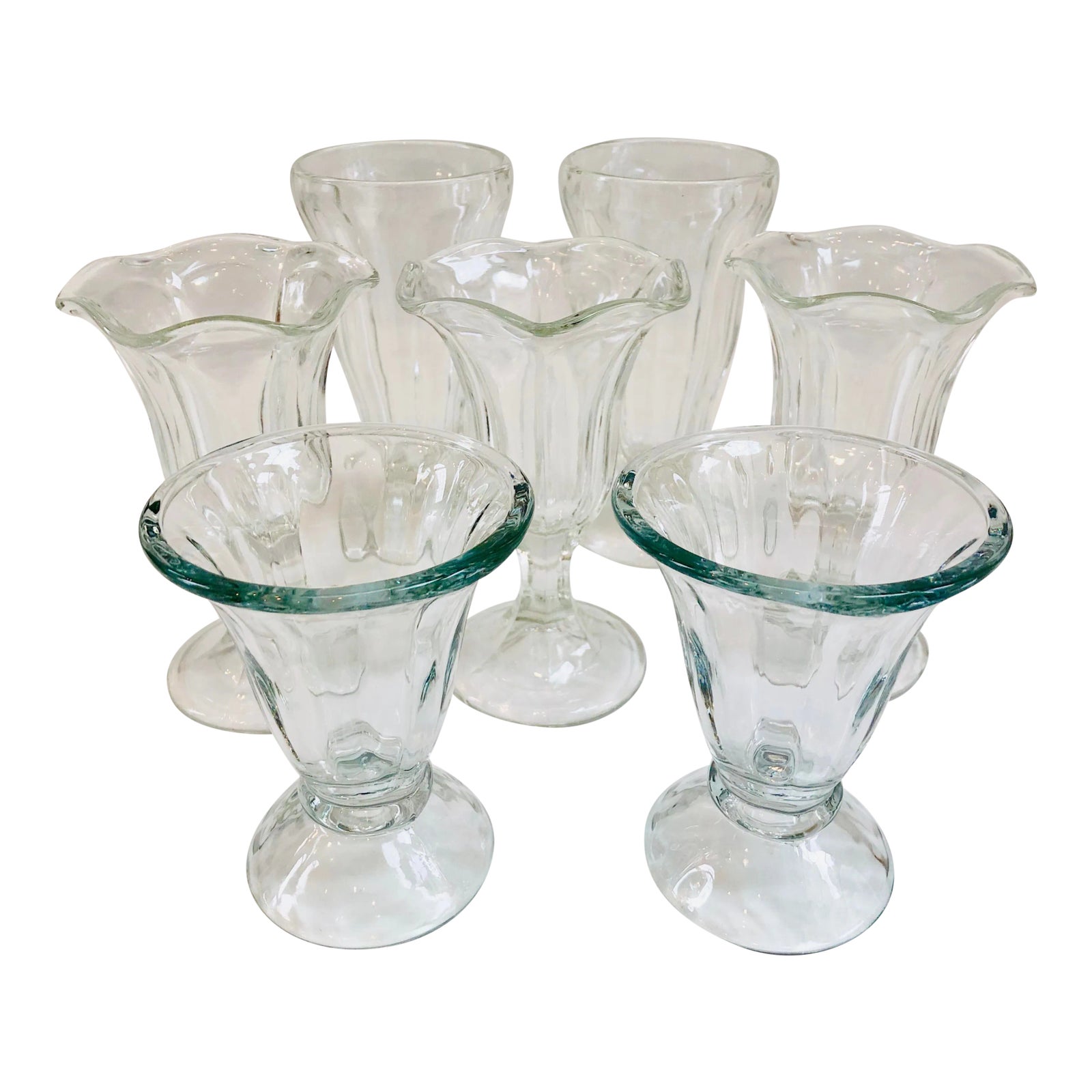 Vintage Ice Cream Parlor Sundae Mixed Glasses - Set of 6 | Chairish