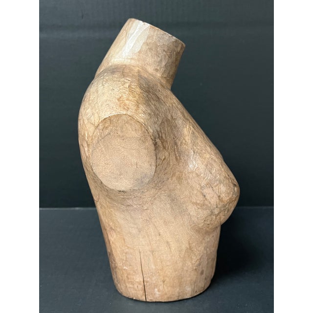 Mid 20th Century Carved Solid Wooden Female Torso Sculpture | Chairish