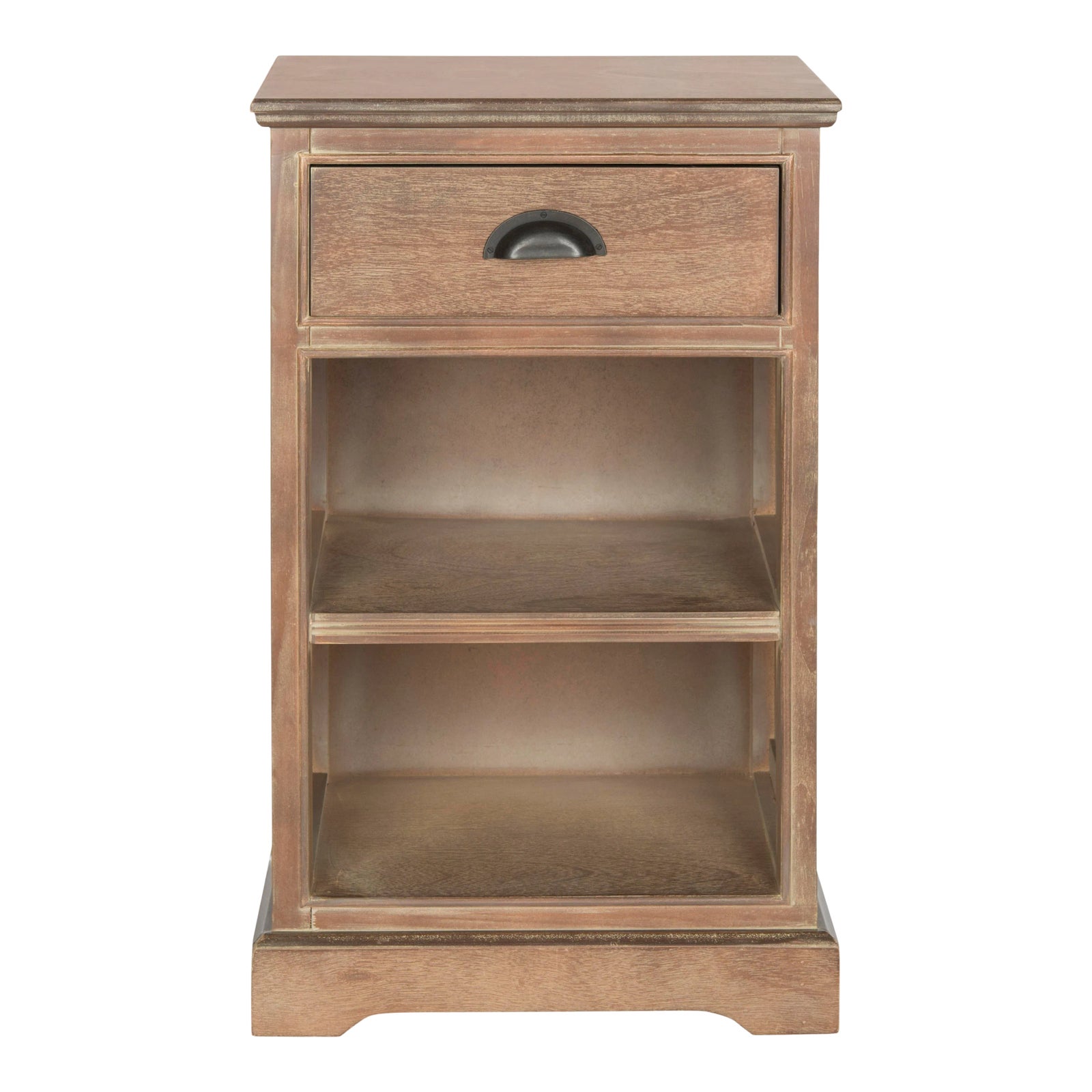 Side Table & One Drawer in Washed Natural Pine | Chairish