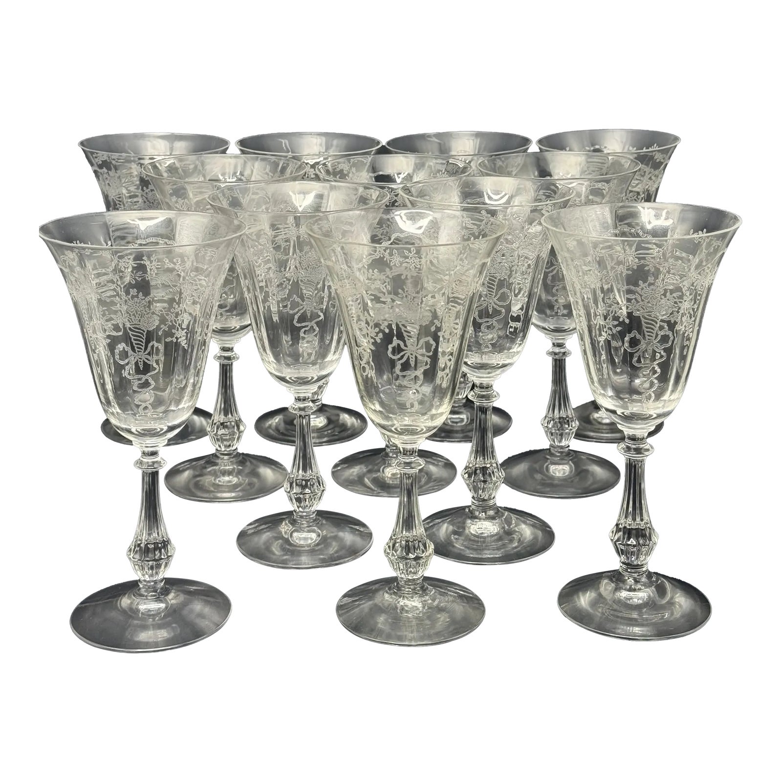 1930's Fostoria Glass Clear Corsage Pattern Water Goblets - a Set of 12 ...