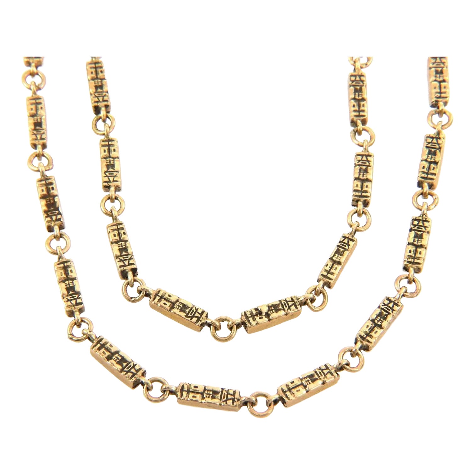 Rare Vintage 18k Gold Peruvian Inca God Motifs Long Necklace | Chairish