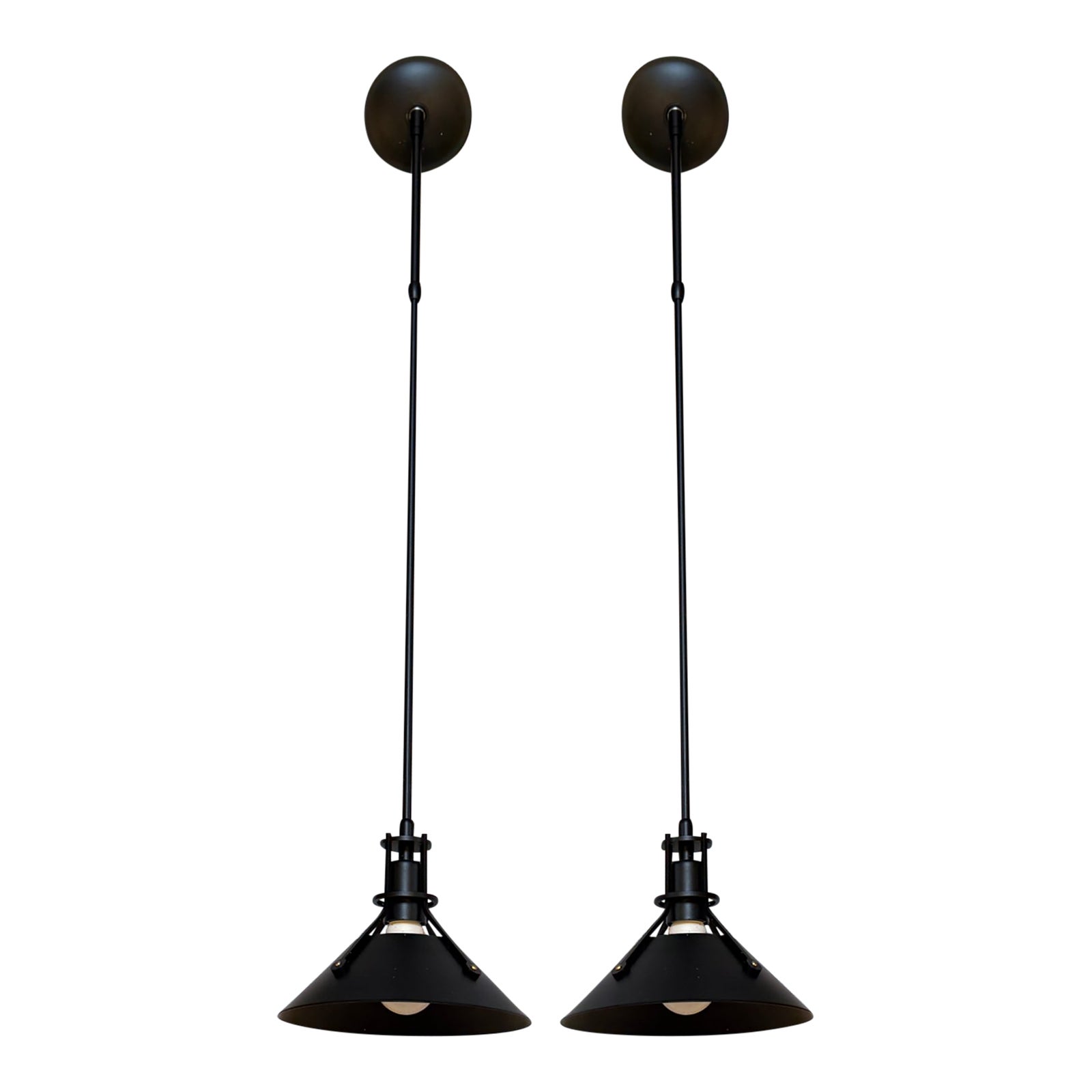 Hubbarton Forge Black Mini Henry Pendants, Pair | Chairish