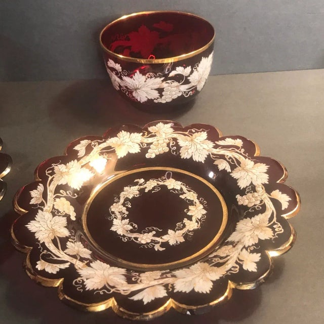 Pair of Antique Bohemian Ruby Red Glass Bowls and Plates. Europe, Circa ...