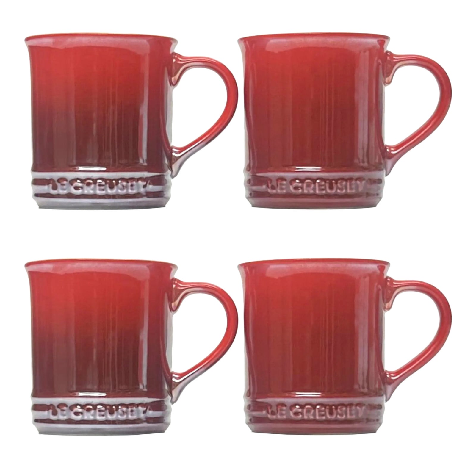 Limited Edition Iridescent Cerise Red Stoneware Mugs by Le Creuset ...