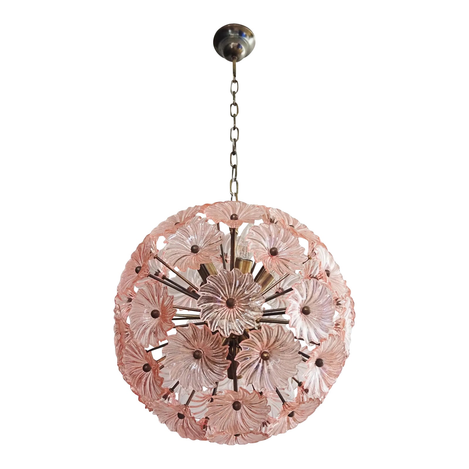 Murano Sputnik Rose Chandelier 51 Daisy Rose Glass Flowers | Chairish