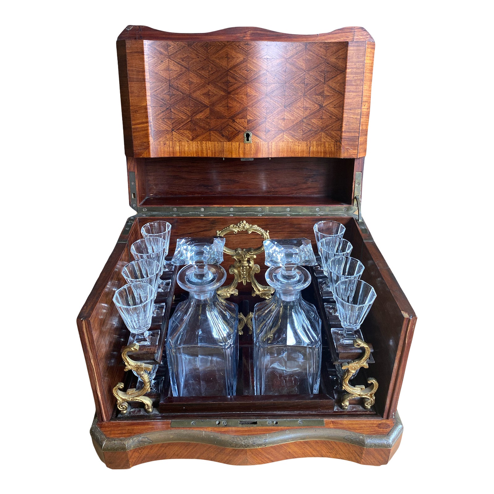 Late 19th Century French Napoleon III Marquetry Tantalus Cellarette ...