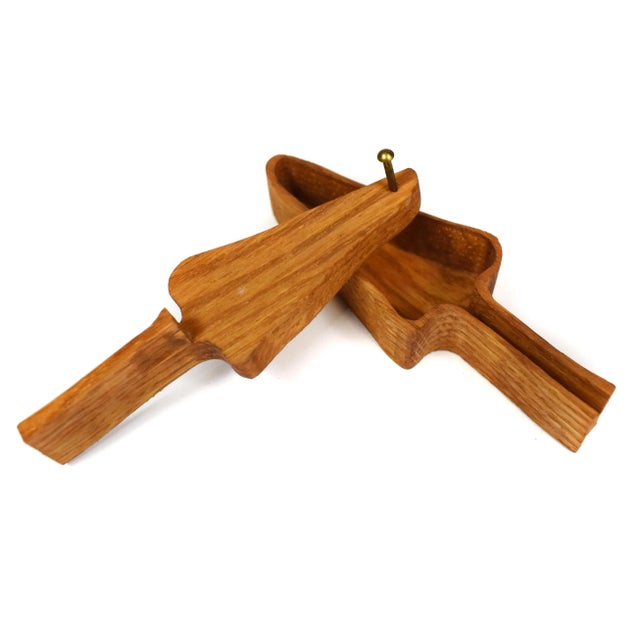 Vintage Handmade Wooden Leaf Shape Box | Chairish