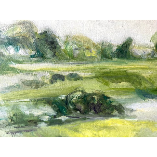 1967 Expressionist Green Landscape Oil Painting on Canvas by Paul Ten ...