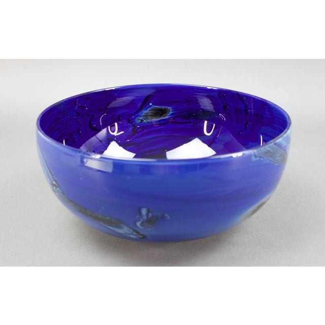 Josh Simpson 1990 Signed New Mexico Cobalt Blue Studio Art Glass Bowl ...