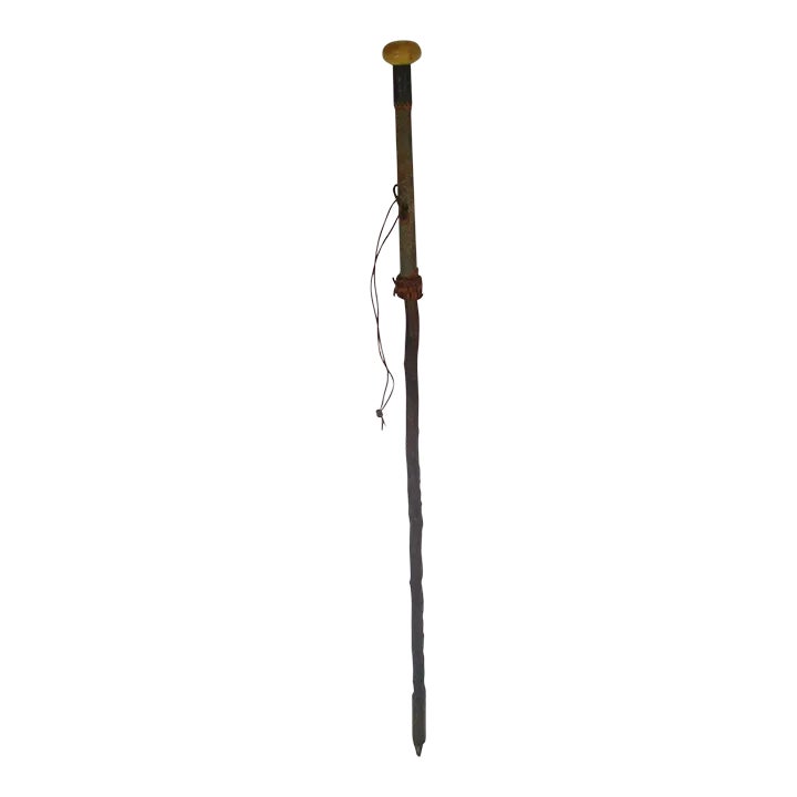 1940s Arabic Branch Cane With Quartz Pommel, Leather Wrapped, Engraved ...