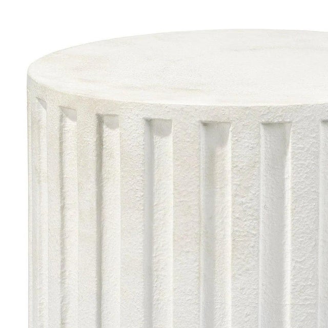 White Cement Fluted Column Mid Century Modern Side Table | Chairish