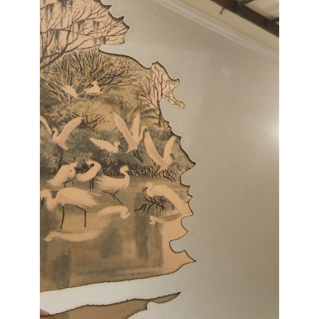 1950s Hollywood Regency Flamingo Decorative Wall Mirror | Chairish