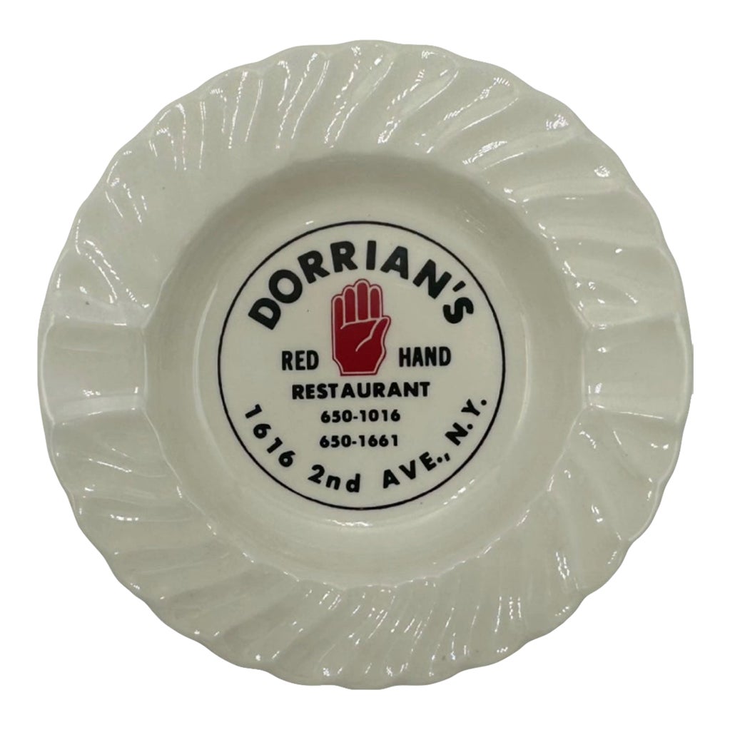 Vintage Dorrian's Red Hand Nyc Restaurant Bar White Ceramic Ashtray ...