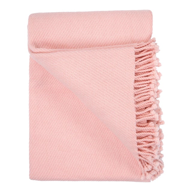 Contemporary Bellani Merino Sofa Throw Blanket, Solid Pink Fringe ...