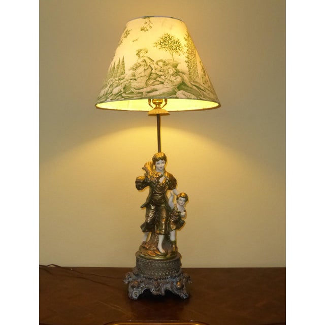 Vintage French Provincial Country Cottage Figure Table Lamp & Green ... Vintage French Provincial Country Cottage Figure Table Lamp & Green ...