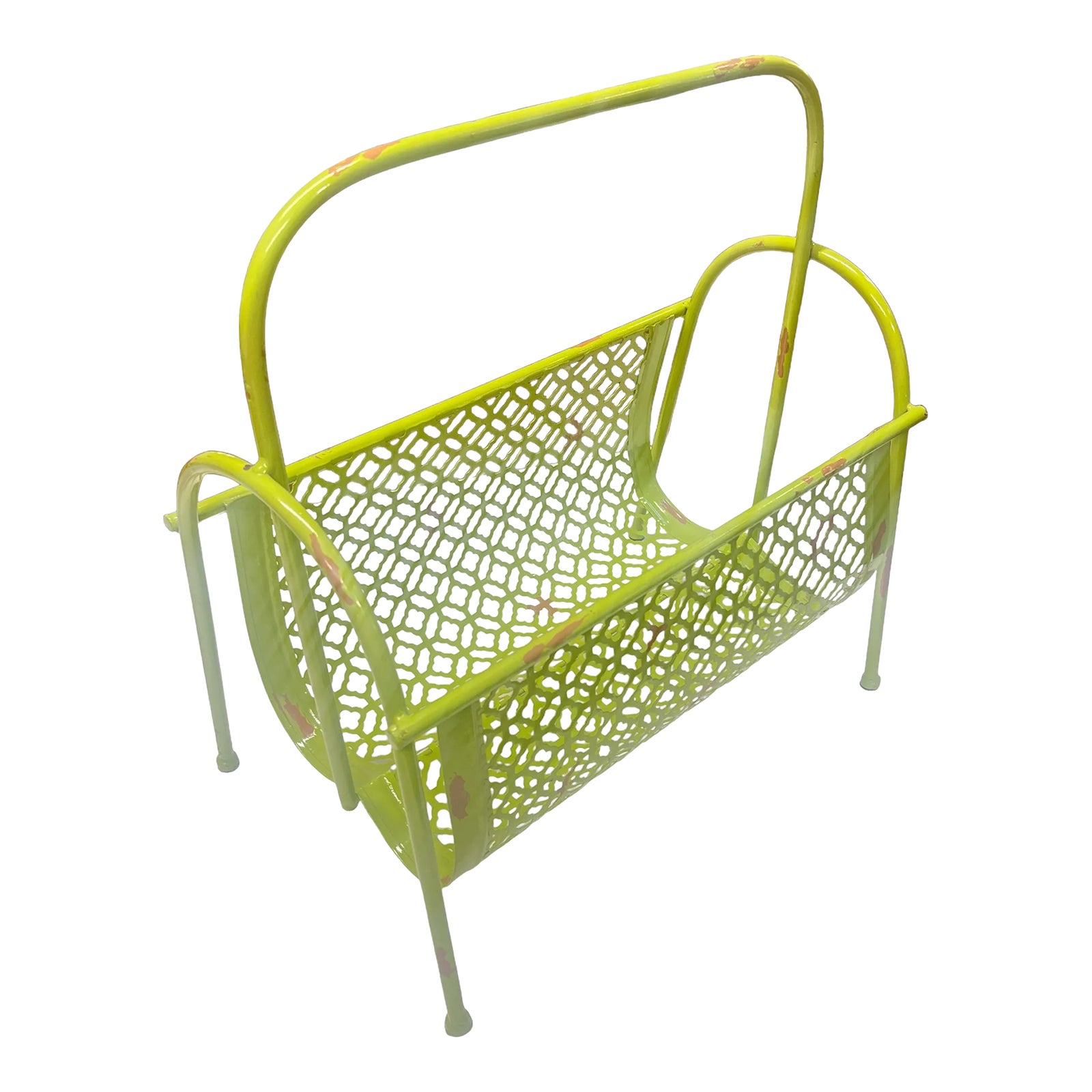 1960s Vintage Mid-Century Green Metal Magazine Rack Recently Painted ...