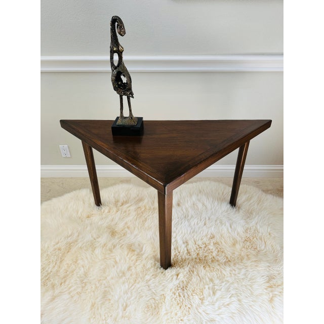 Vintage Oak Triangular Side Table, Desk or Sofa Table | Chairish