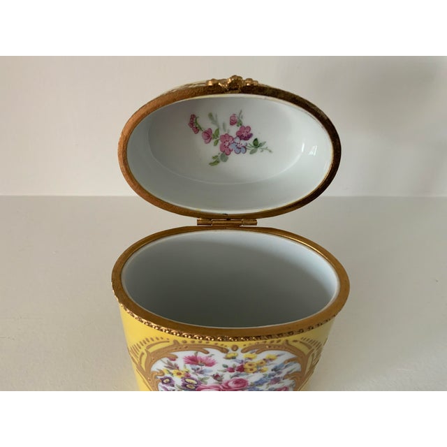 1970s Large Limoges Hand Painted Yellow Floral Porcelain Trinket Box ...