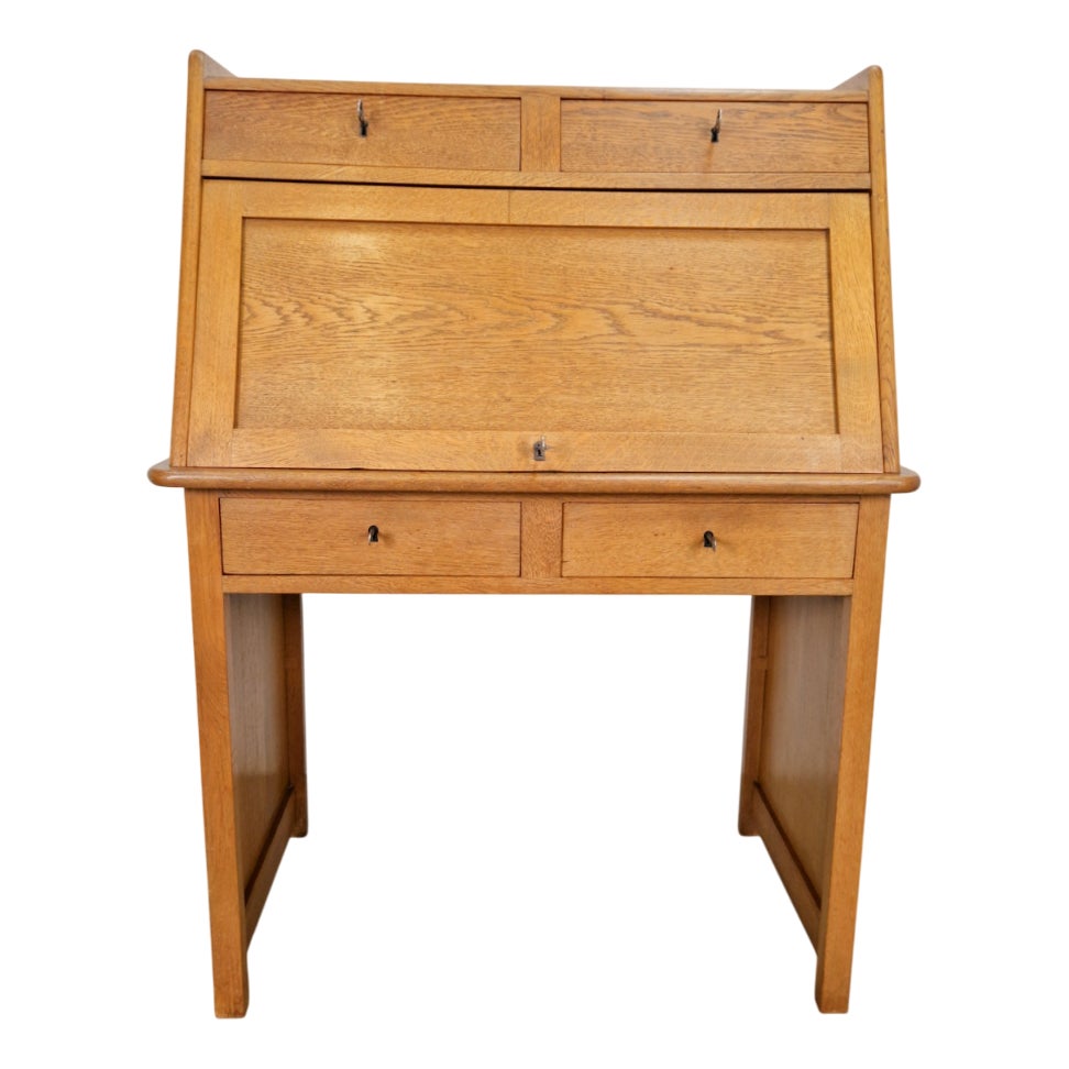 Art Deco Arts & Crafts Secretary in Natural Oak, 1930s | Chairish