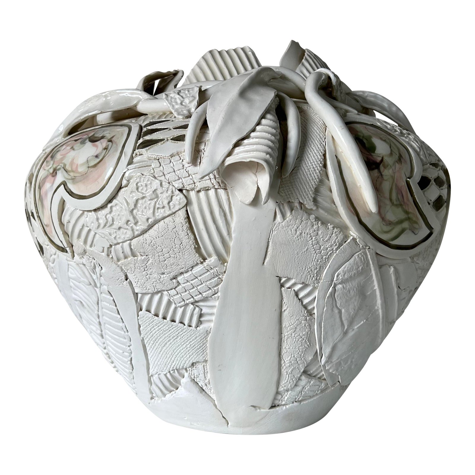 Gail Markiewicz Art Patchwork Sculptural Pottery Vase | Chairish