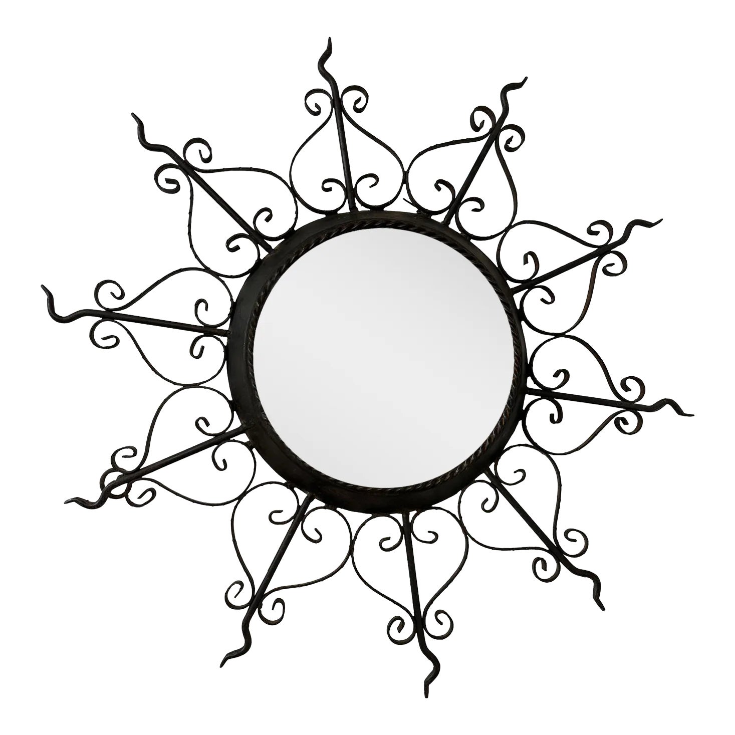 1990s Round Metal Decorative Mirror | Chairish