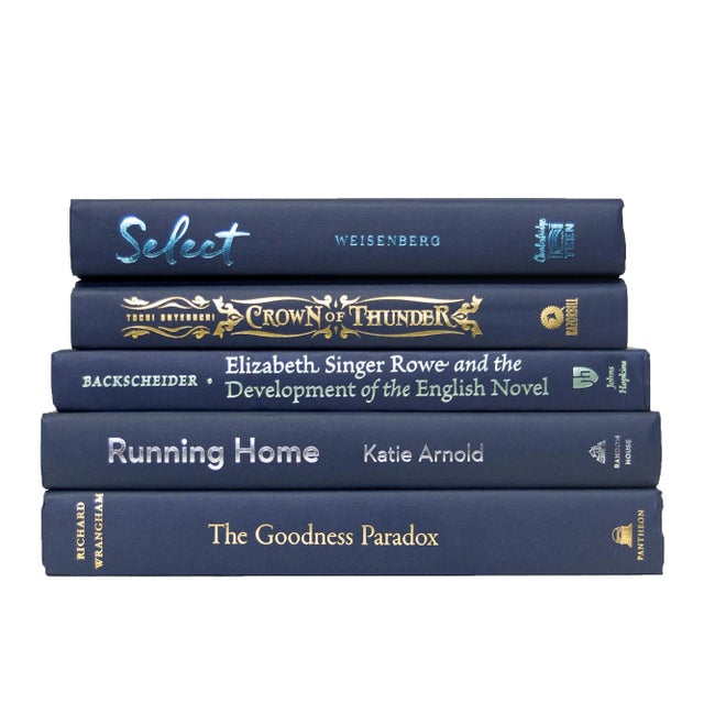 Modern Navy Book Stack, S/5 | Chairish
