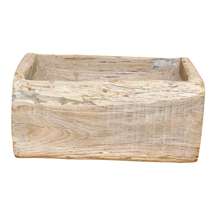Mikir Rectangular Wooden Log Bowl | Chairish