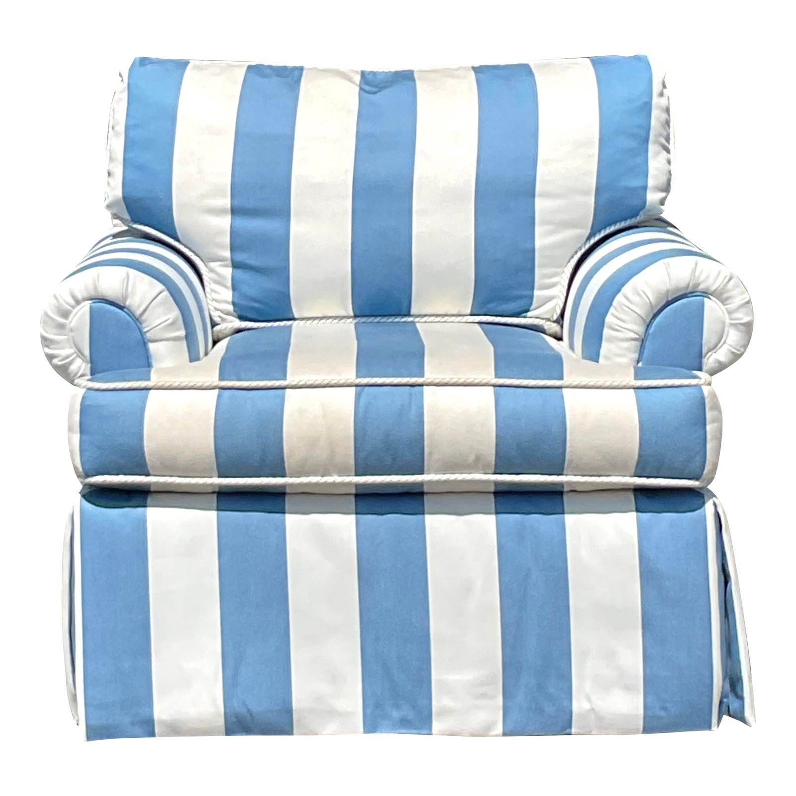 Vintage Coastal Cabana Stripe Lounge Chair | Chairish