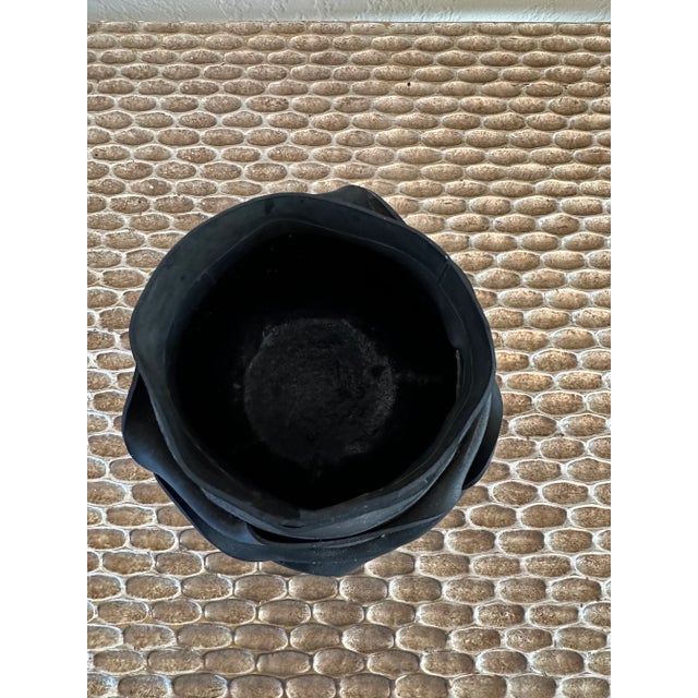 Vintage Outsider Art Brutalist Black Rubber Vase | Chairish