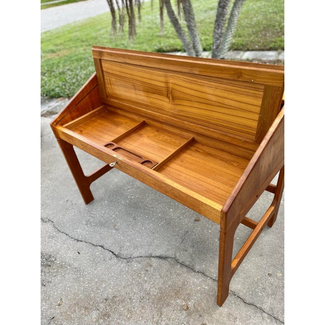 Danish Tambour Executive Desk With Leather Work Surface | Lock + Key in ...