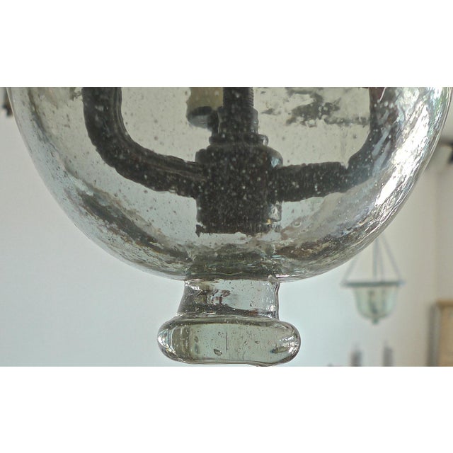 Small Vintage French Glass Bell Jar Pendant With Contemporary Wrought ...