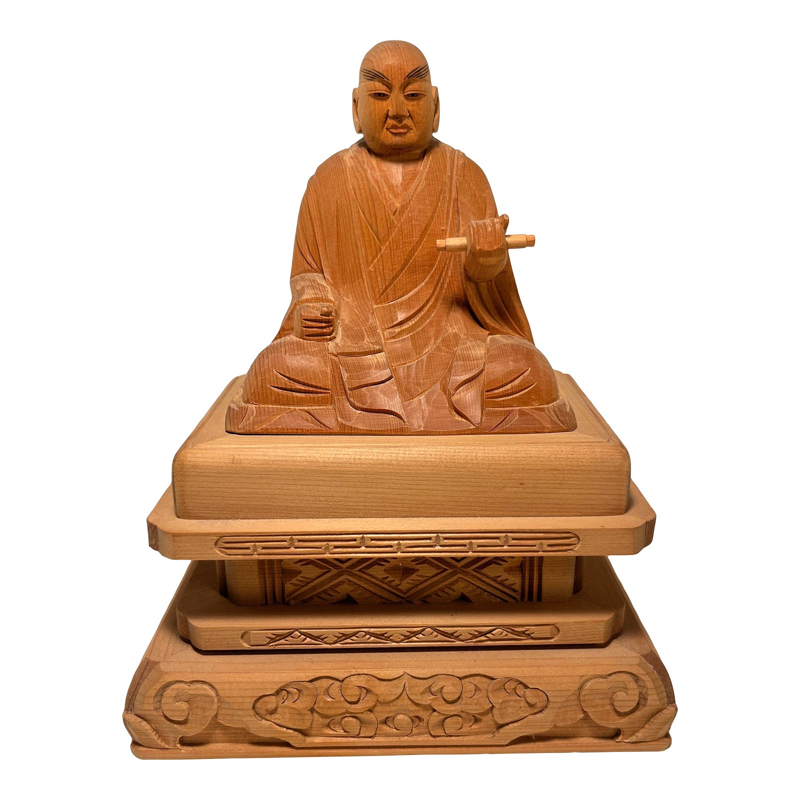 Vintage Japanese Nichiren Shonin Buddhist Monk Hand Carved Wooden ...
