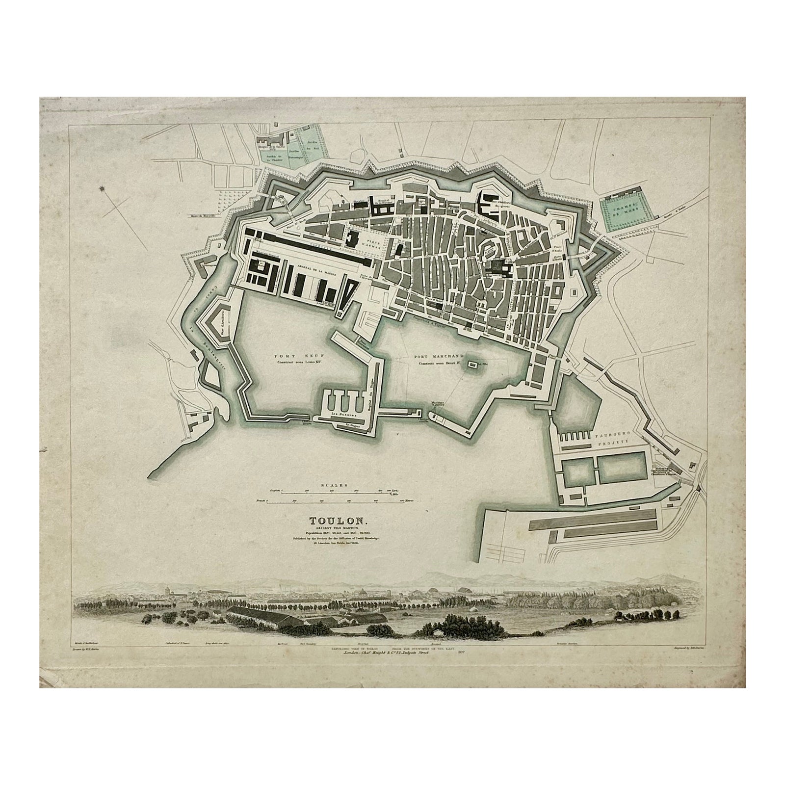 Toulon France, Original Map, 1834 | Chairish