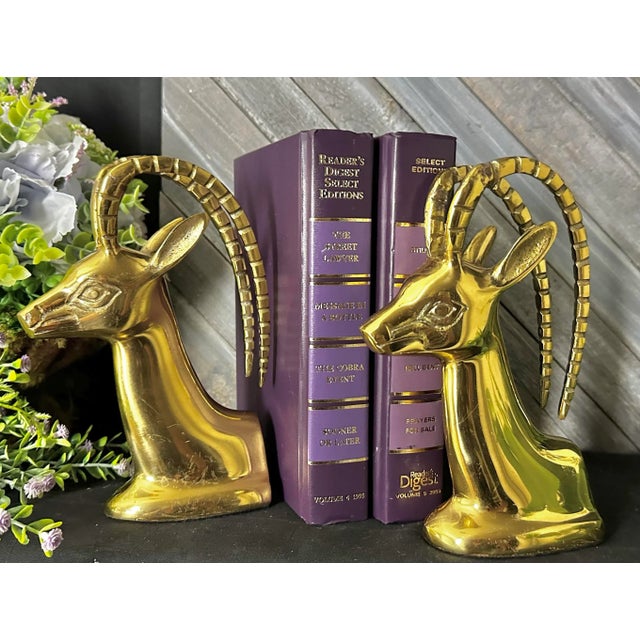 Vintage Mid 20th Century Brass Ibex Gazelle Bookends - a Pair | Chairish