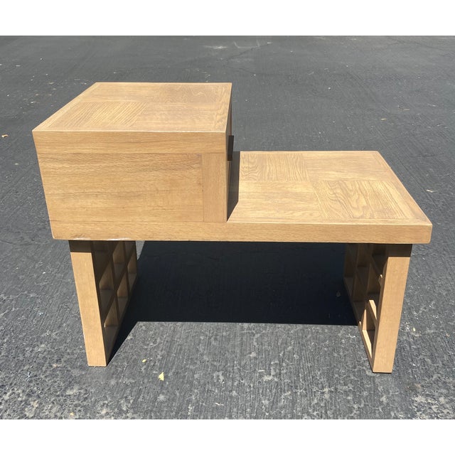 Vintage Parquet Side Step End Table | Chairish