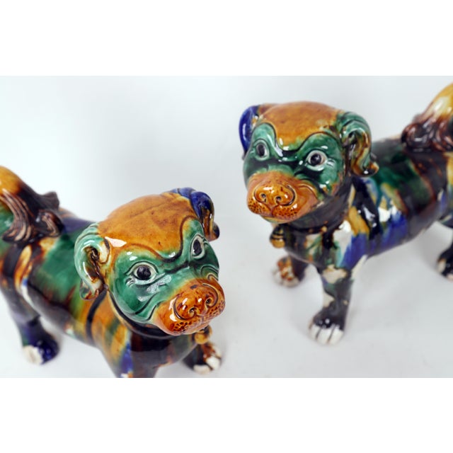 1970s Vintage Multi-Colored Fu Dog Sculpture | Chairish