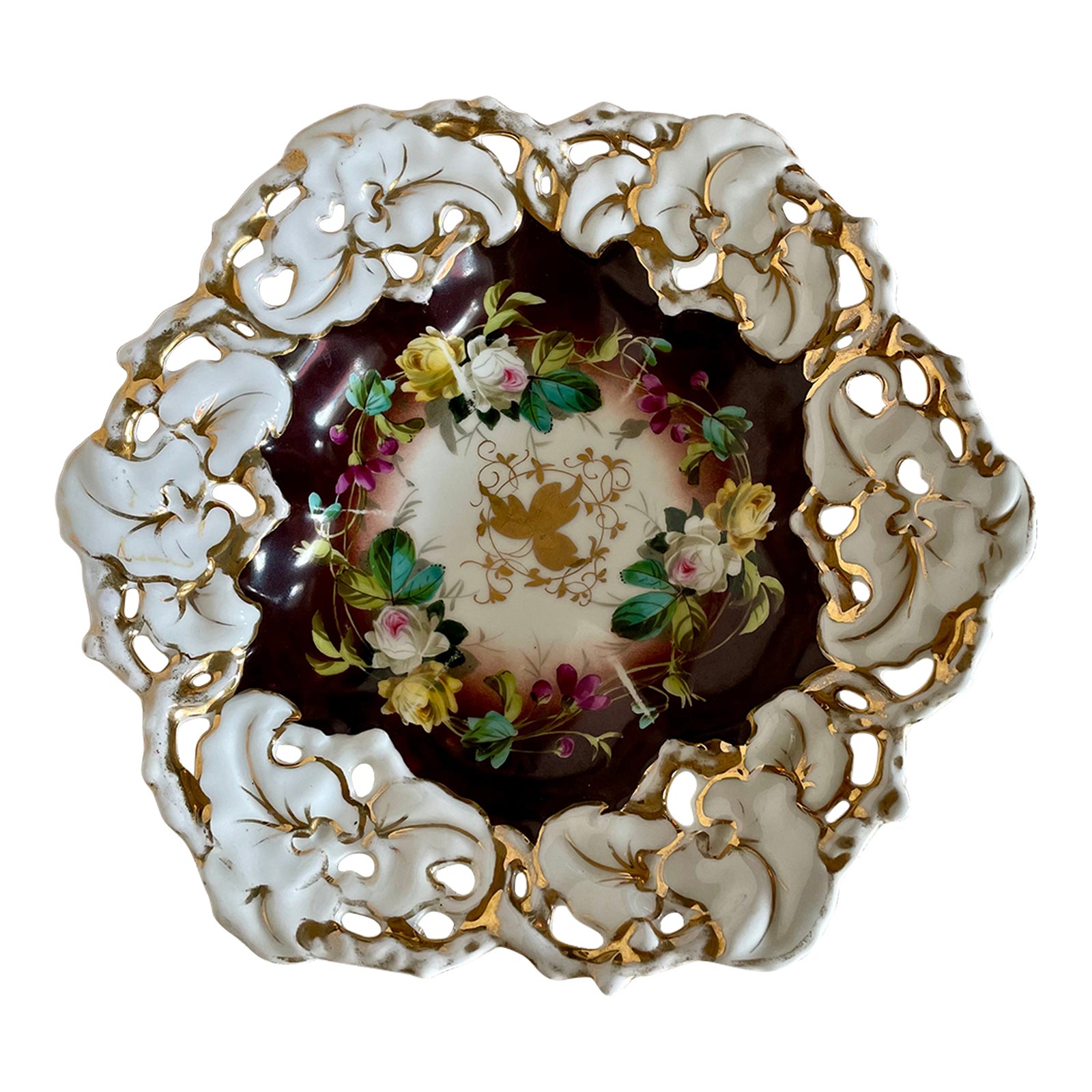 Late 19th Century Pierced Porcelain Centerpiece Bowl | Chairish