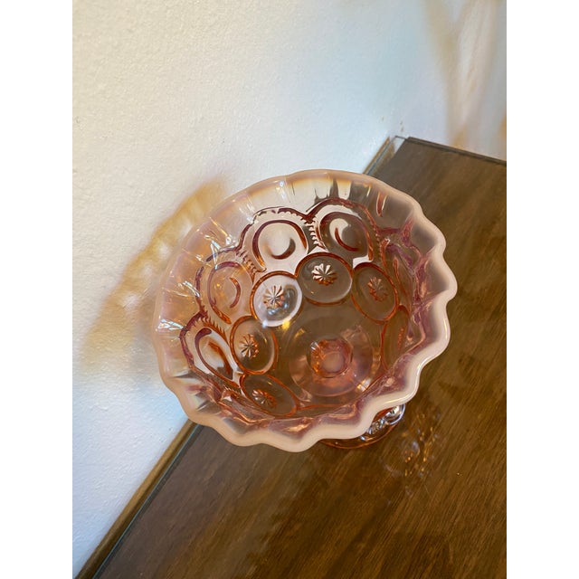 Vintage l.e. Smith Moon and Star Pink Opalescent Compote Pedestal Candy ...