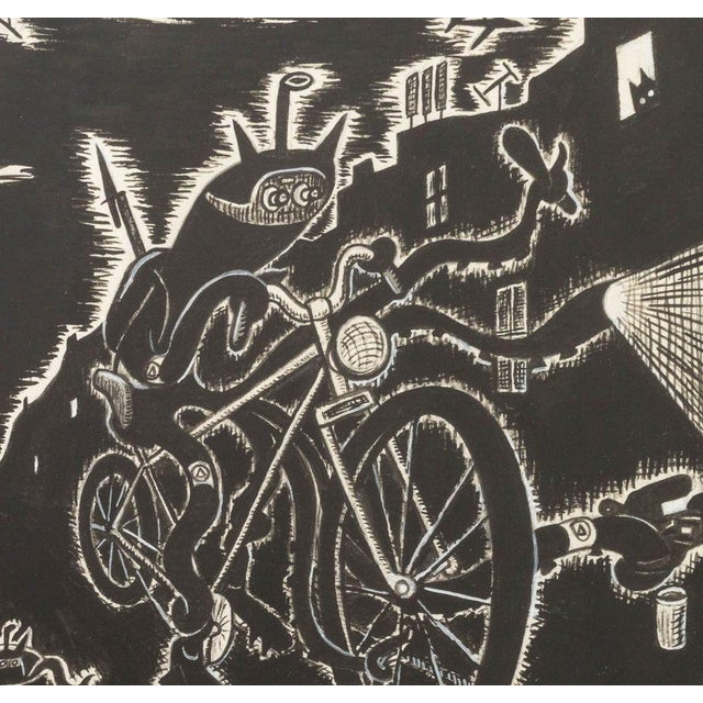 Rick Prol "Night Hunter" India Ink on Paper, 1999 | Chairish