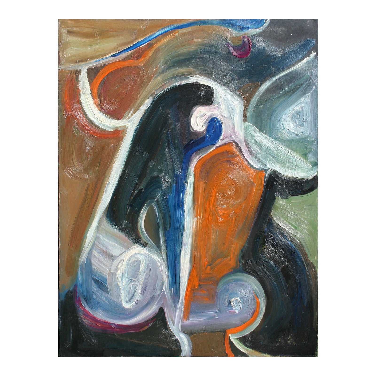 Mid Century Abstract Expressionist Painting "Vertical Abstract #1" by ...