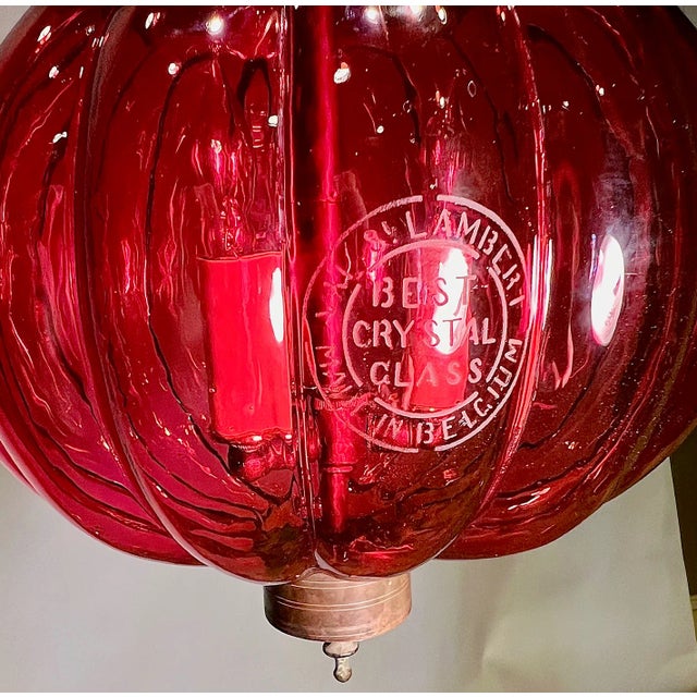 Val Saint Lambert Red Pumpkin Lantern, Belgium, Circa:1900 | Chairish