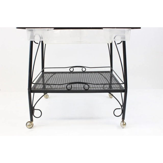 Mid Century Modern Metal and Lucite Tea Cart | Chairish